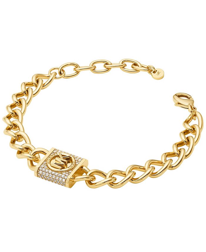 Michael Kors Cubic Zirconia Pave Lock Chain Bracelet - Macy's