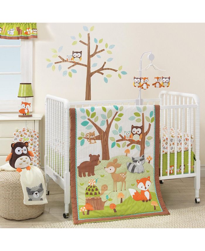 Bedtime Originals Friendly Forest White/Brown/Green Woodland Animals ...