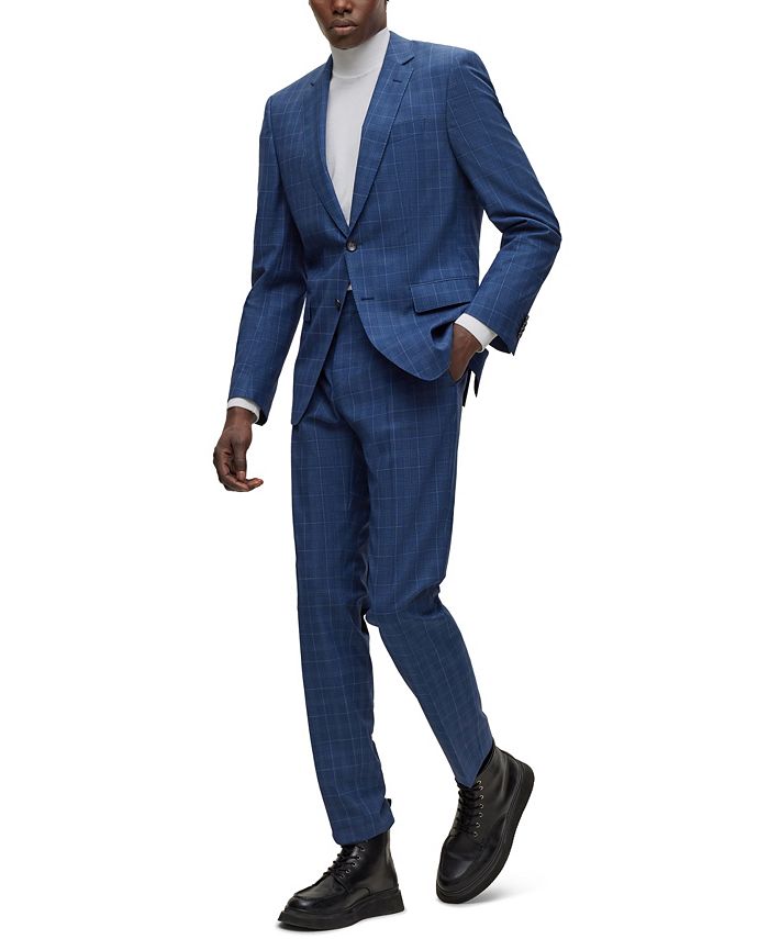 Hugo Boss Men's Slim-Fit Suit in Checked Stretch Wool - Macy's