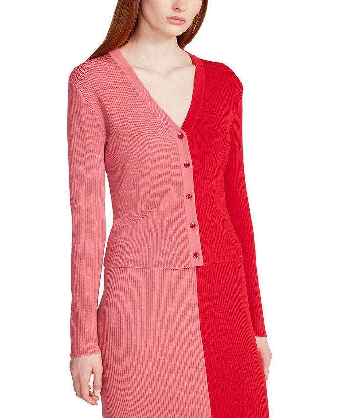Steve Madden Women's Phoebe Colorblocked Ribbed Cardigan Sweater - Macy's