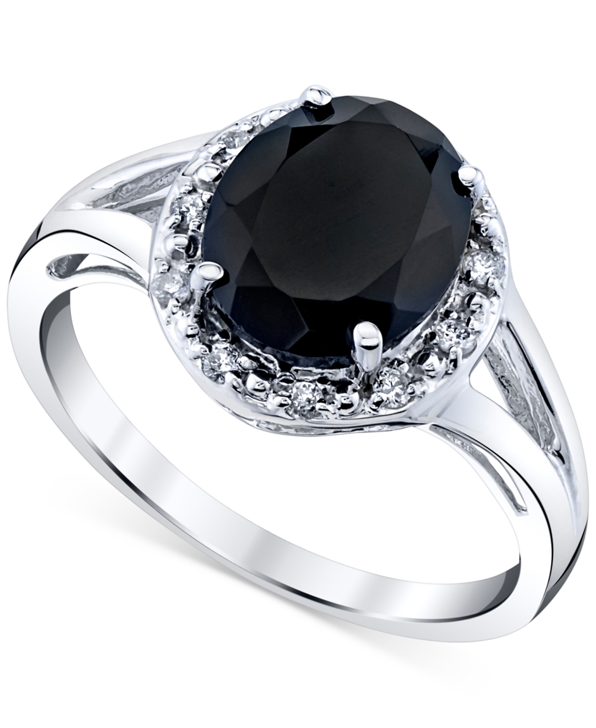 Click here for Onyx & Diamond (1/10 ct. t.w.) Halo Ring in Sterli... prices