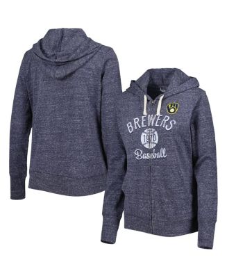 Women's Touch Navy Milwaukee Brewers Training Camp Tri-Blend Full-Zip ...