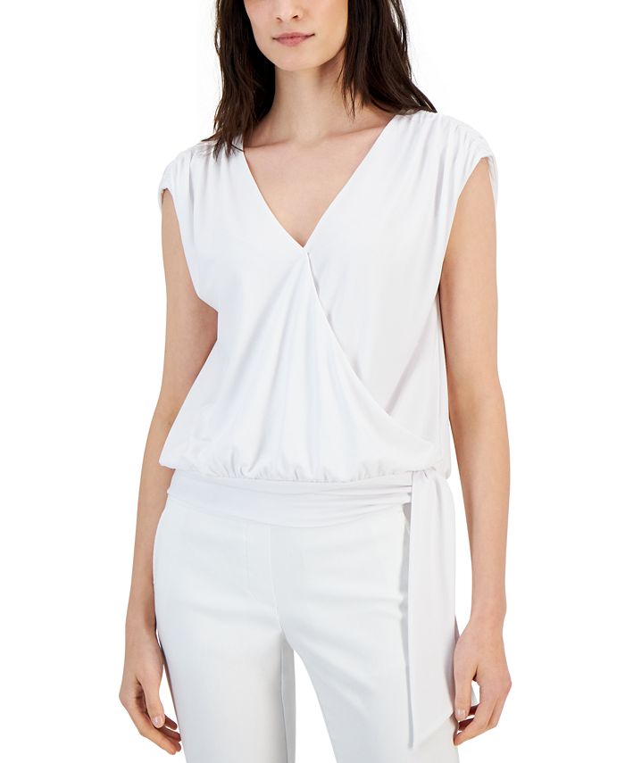 I.N.C. International Concepts Women's Ruched Side-Tie Top, Created for ...