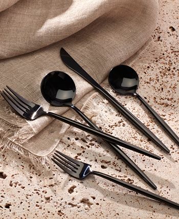 Hampton Forge Skandia Zephyr Black 45 Piece Flatware Set, Service For 8 ...