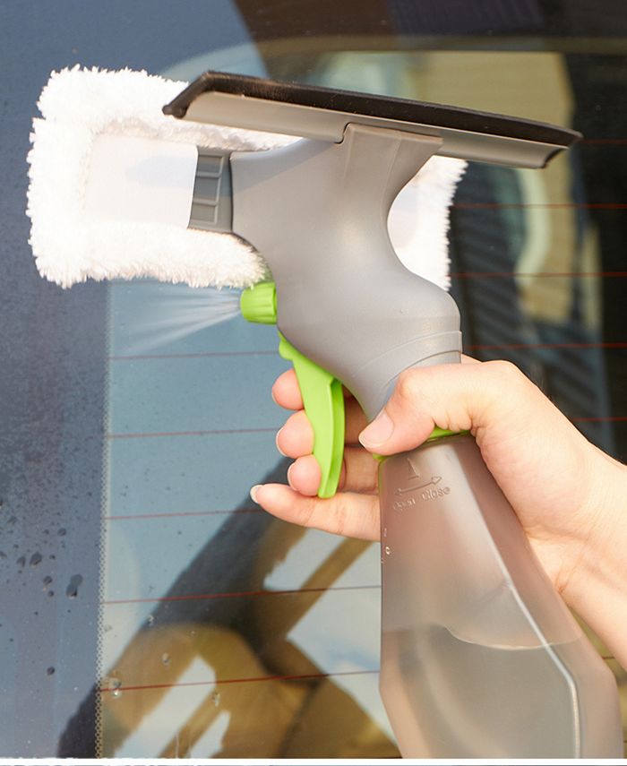 True & Tidy Glass Cleaner Spray Bottle with Built-in Squeegee - Macy's