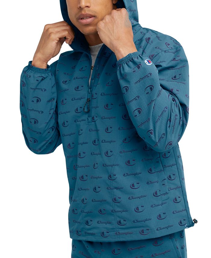 Champion Men's Standard-Fit Logo-Print Water-Resistant Ripstop Anorak ...