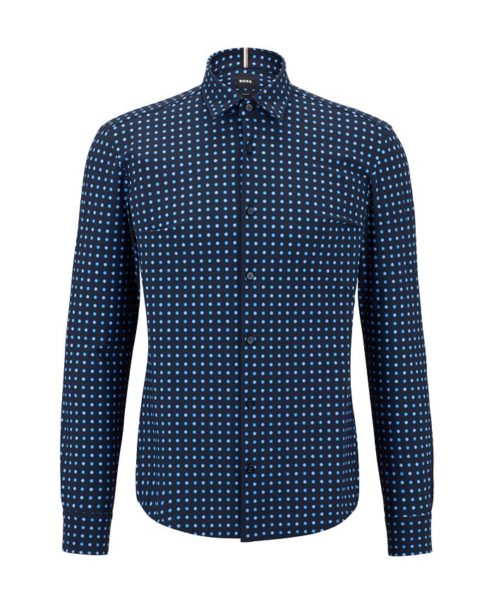 Hugo Boss Men's Slim-Fit Printed Stretch Jersey Shirt - Macy's