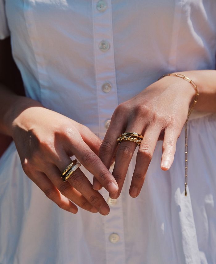 SOKO 24K Gold-Plated Uzi Stacking Rings 2 Piece Set - Macy's