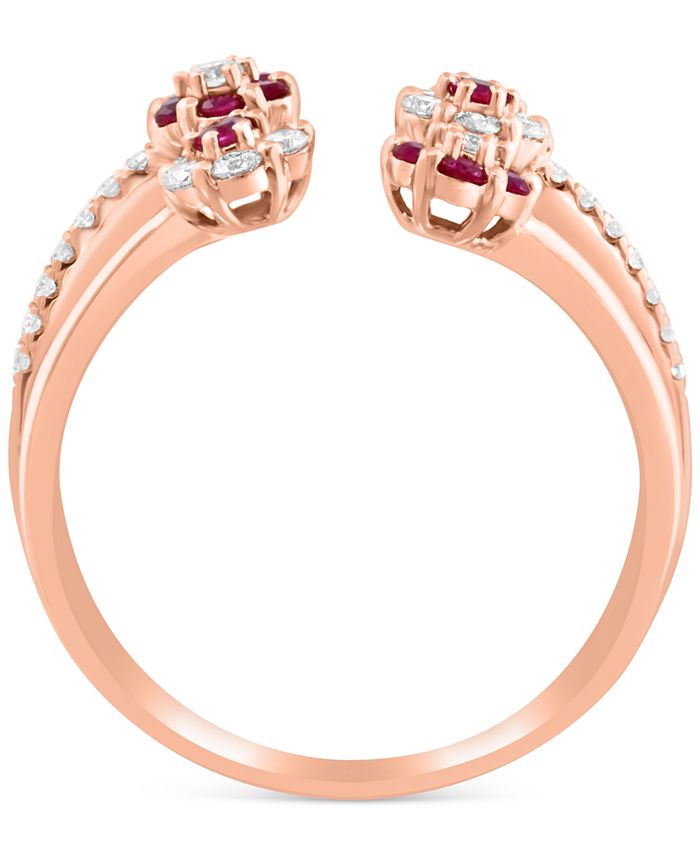 LALI Jewels Ruby (1/2 ct. t.w.) & Diamond (3/8 ct. t.w.) Three Row ...
