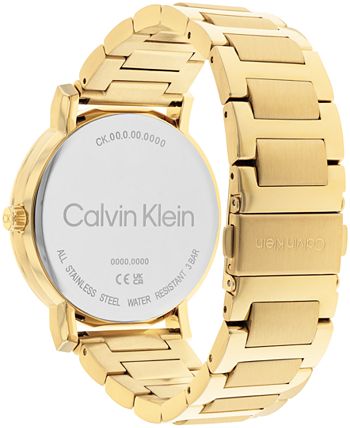 Calvin Klein Men's 3-Hand Gold-Tone Stainless Steel Bracelet Watch 43mm ...