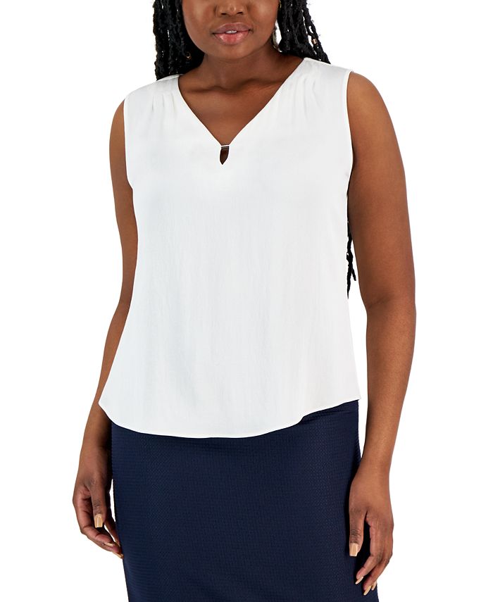 Kasper Women's Sleeveless Keyhole V-Neck Camisole - Macy's