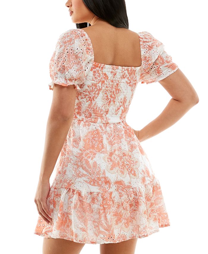 Speechless Juniors' Floral-Print Eyelet Dress - Macy's
