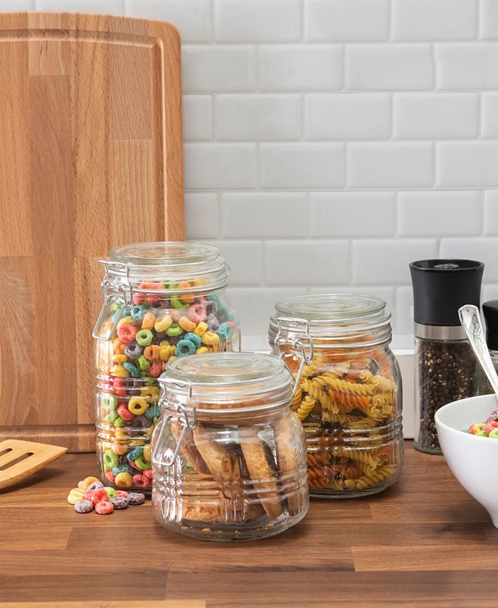 Style Setter Portland Square Glass Canisters, Set of 3 - Macy's