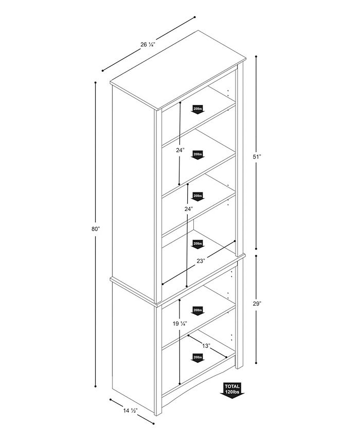 Prepac Tall 6-Shelf Bookcase - Macy's