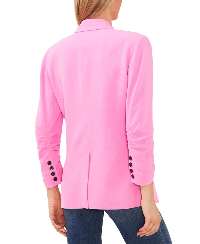 CeCe Women's Ruched-Sleeve One-Button Blazer - Macy's