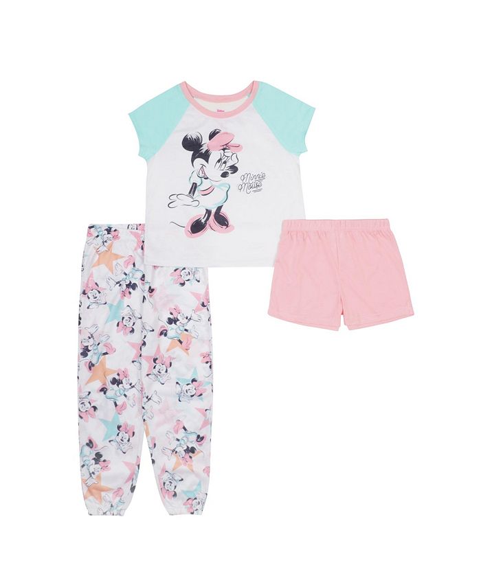 Minnie Mouse Little Girls Short Sleeves Pajamas, 3 Piece Set - Macy's