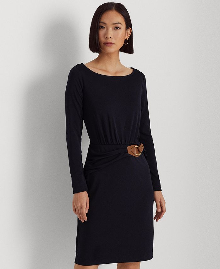 Lauren Ralph Lauren Buckle-Trim Stretch Jersey Dress - Macy's