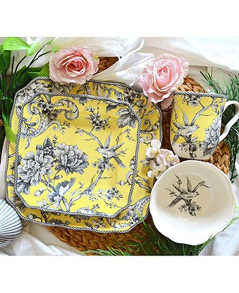 222 Fifth Adelaide Yellow 16-Pc. Dinnerware Set, Service for 4 - Macy's