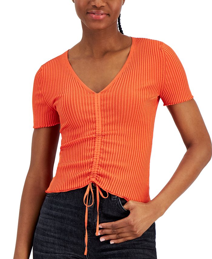 HUGO Women's Cinched V-Neck Knit Top - Macy's
