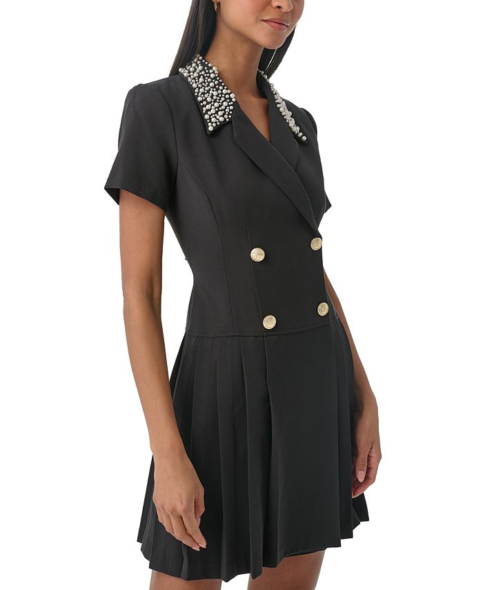 KARL LAGERFELD PARIS Women's Collared Scuba-Crepe Dress - Macy's