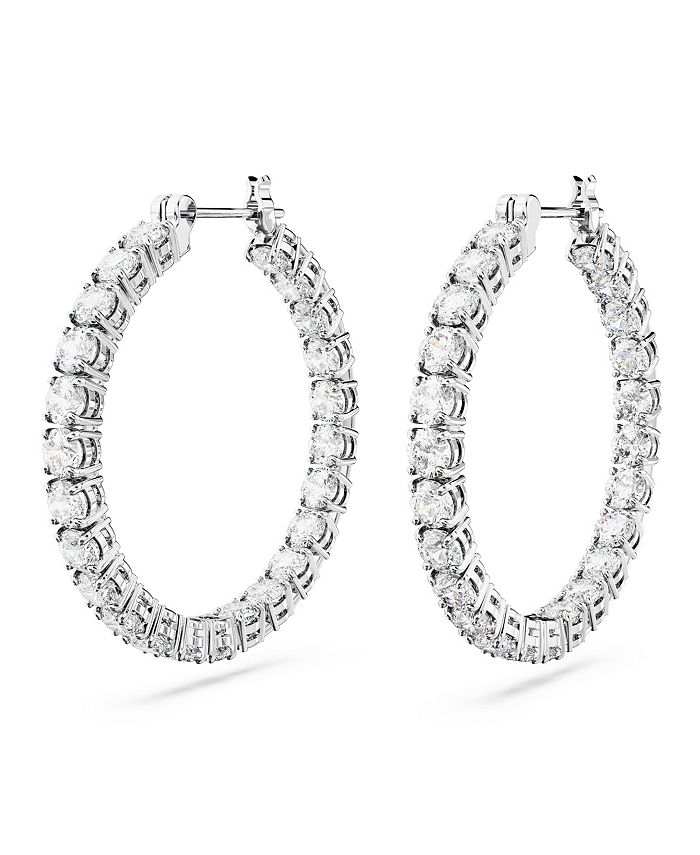 Swarovski Crystal Round Cut Matrix Hoop Earrings - Macy's