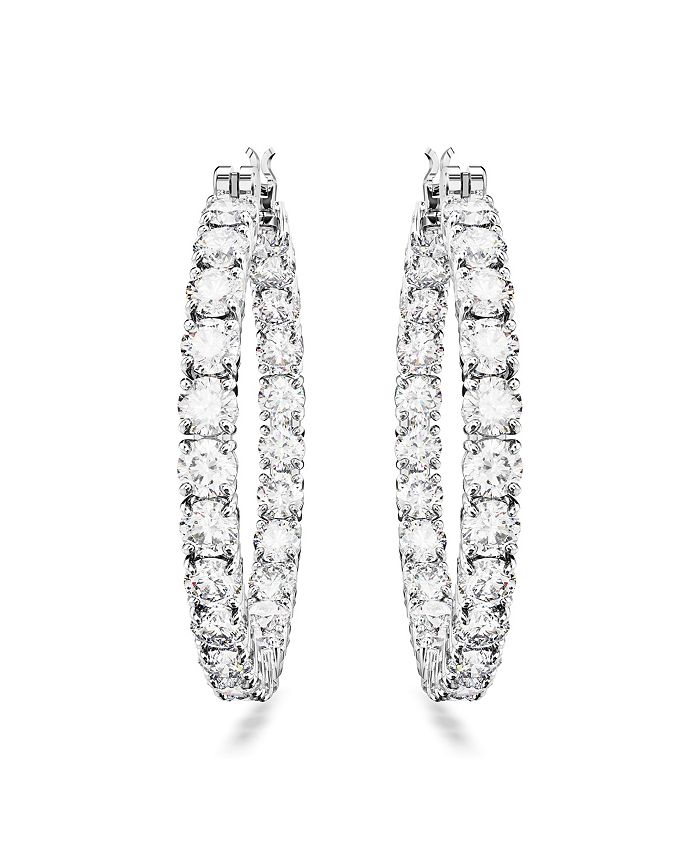 Swarovski Crystal Round Cut Matrix Hoop Earrings - Macy's