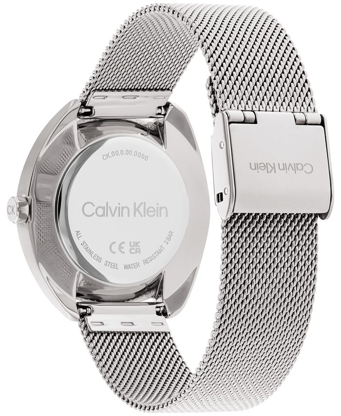 Calvin Klein Women's Silver-Tone Stainless Steel Mesh Bracelet Watch ...