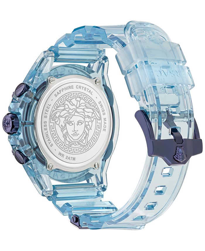 Versace Men's Swiss Chronograph Icon Active Transparent Blue Silicone ...