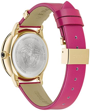 Versace Women's Swiss Medusa Alchemy Pink Leather Strap Watch 38mm - Macy's