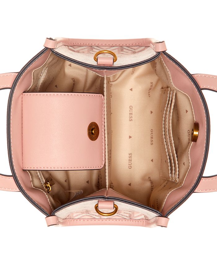 GUESS Silvana G Cube Monogram Mini Double Compartment Crossbody Tote ...