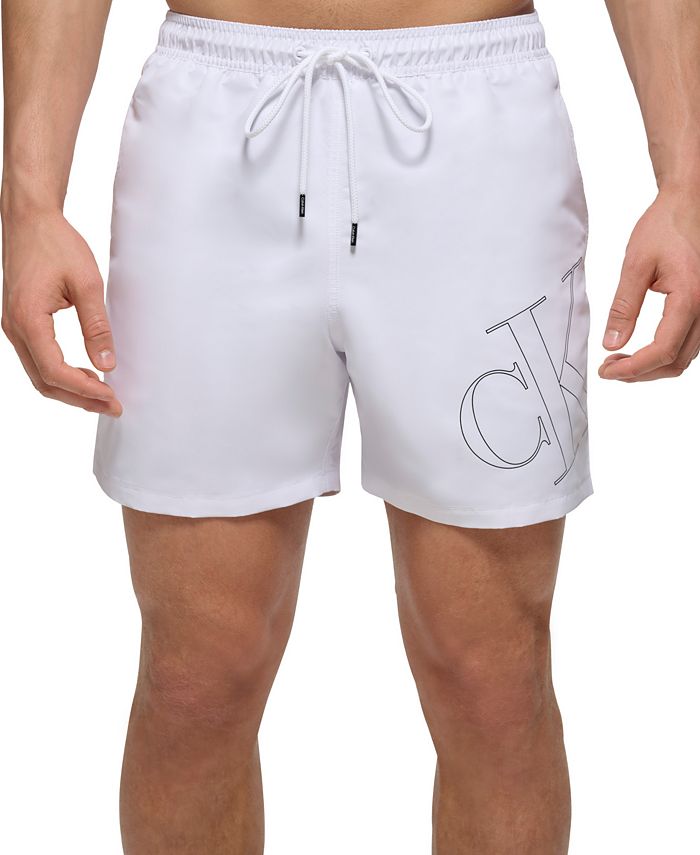 Calvin Klein Men's 5" CK Outline Logo Swim Trunks - Macy's