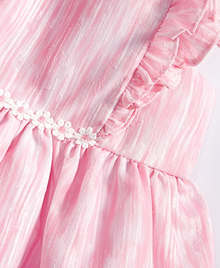 Purple Rose Baby Girls Pink Flutter Sleeve Striped Dress - Macy's