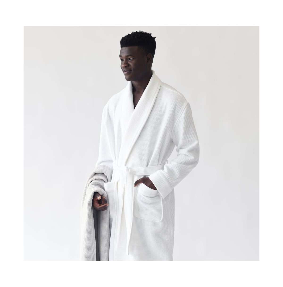 Cozy Earth Waffle Terry Bath Robe For Women And Men In White | ModeSens
