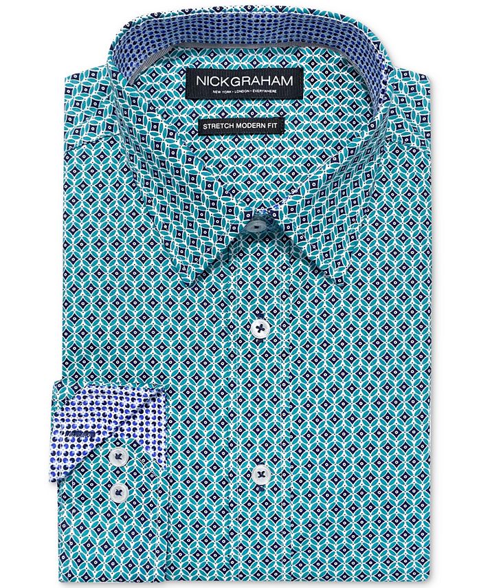 Nick Graham Men's Modern Fit Dot Diamond Dress Shirt - Macy's
