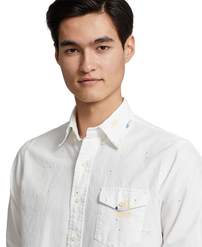 Polo Ralph Lauren Men's Classic-Fit Paint-Splatter Oxford Shirt - Macy's