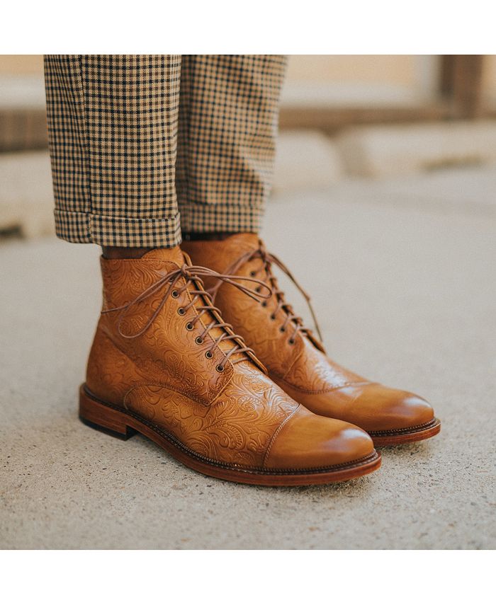 Taft Men's Paris Floral Embossed Leather Dress Boots - Macy's