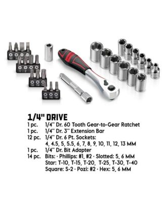 30 Piece 1/4 Inch Drive Metric Socket Set