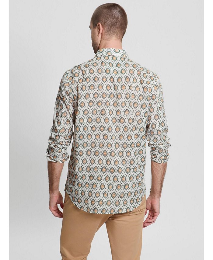 GUESS Men's Collins Printed Button-Down Folded Collar Shirt - Macy's