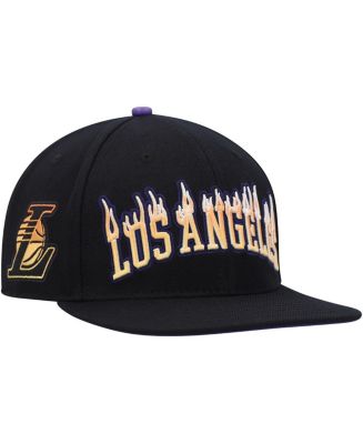 Men's Pro Standard Los Angeles Lakers Black Flames Snapback Hat - Macy's