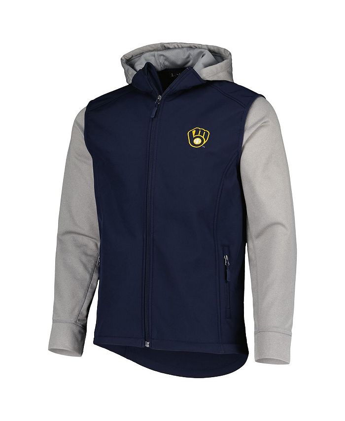 Dunbrooke Men's Navy, Heather Gray Milwaukee Brewers Alpha Full-Zip ...