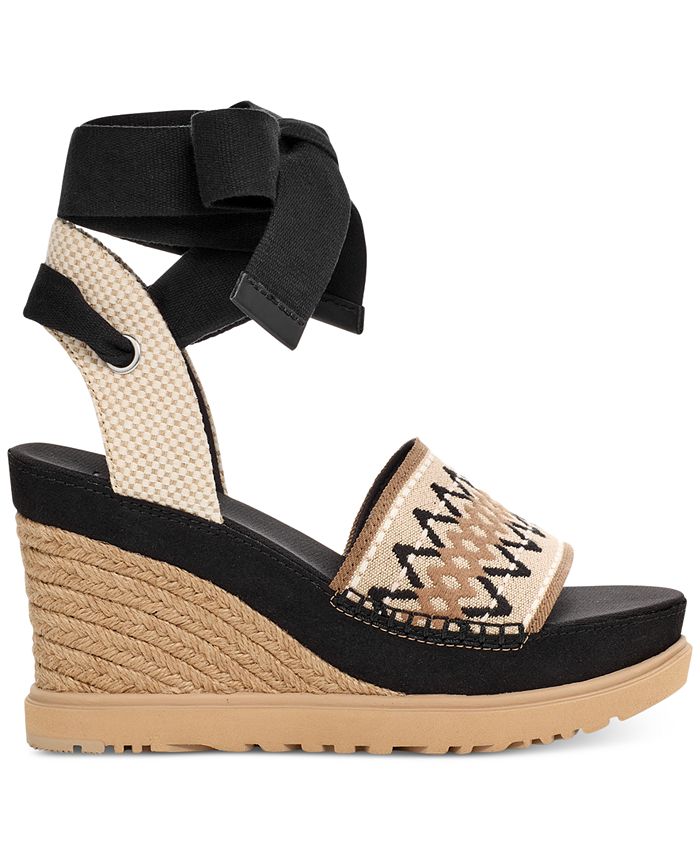 UGG® Women's Abbot Ankle-Tie Espadrille Platform Wedge Sandals - Macy's