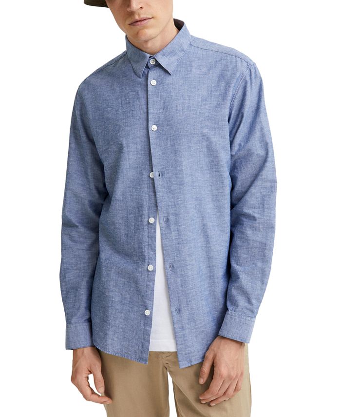 Selected Men's Regular-Fit Chambray Long-Sleeve Shirt - Macy's