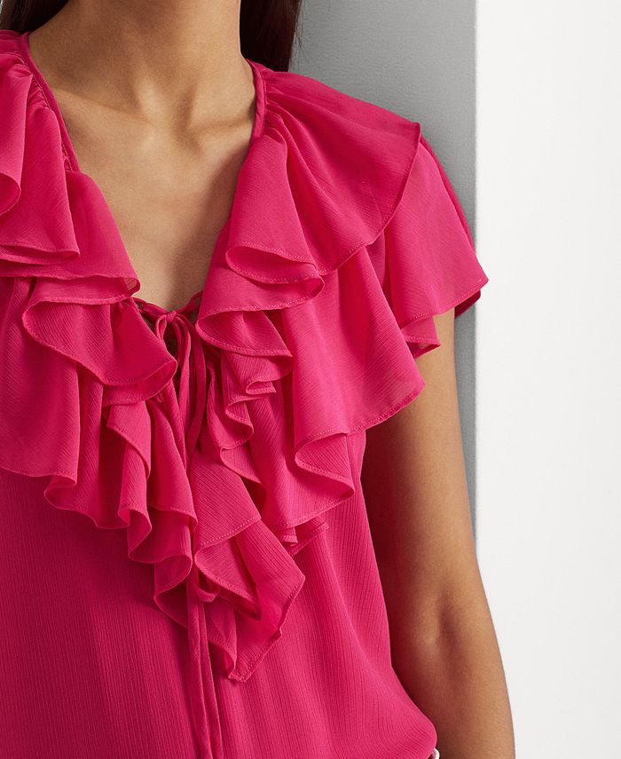 Lauren Ralph Lauren Women's Ruffle-Trim Georgette Blouse - Macy's