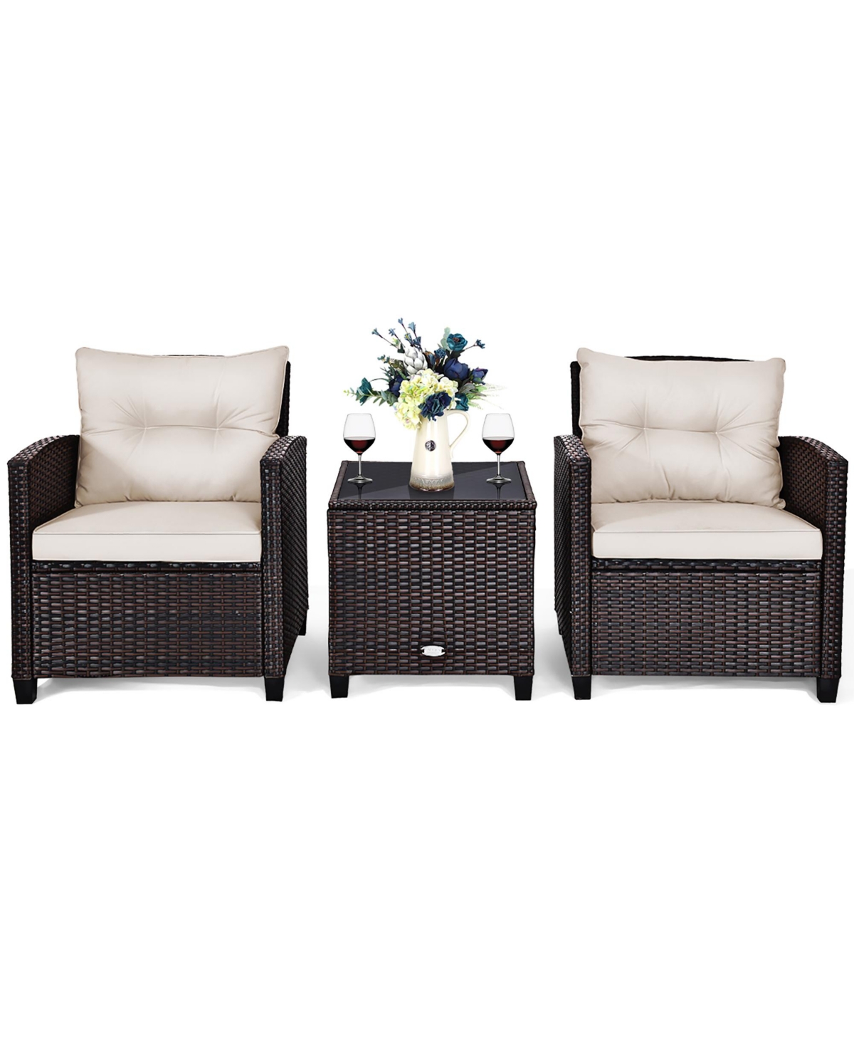 Click here for 3PCS Patio Rattan Furniture Set Cushioned Sofa Cof... prices