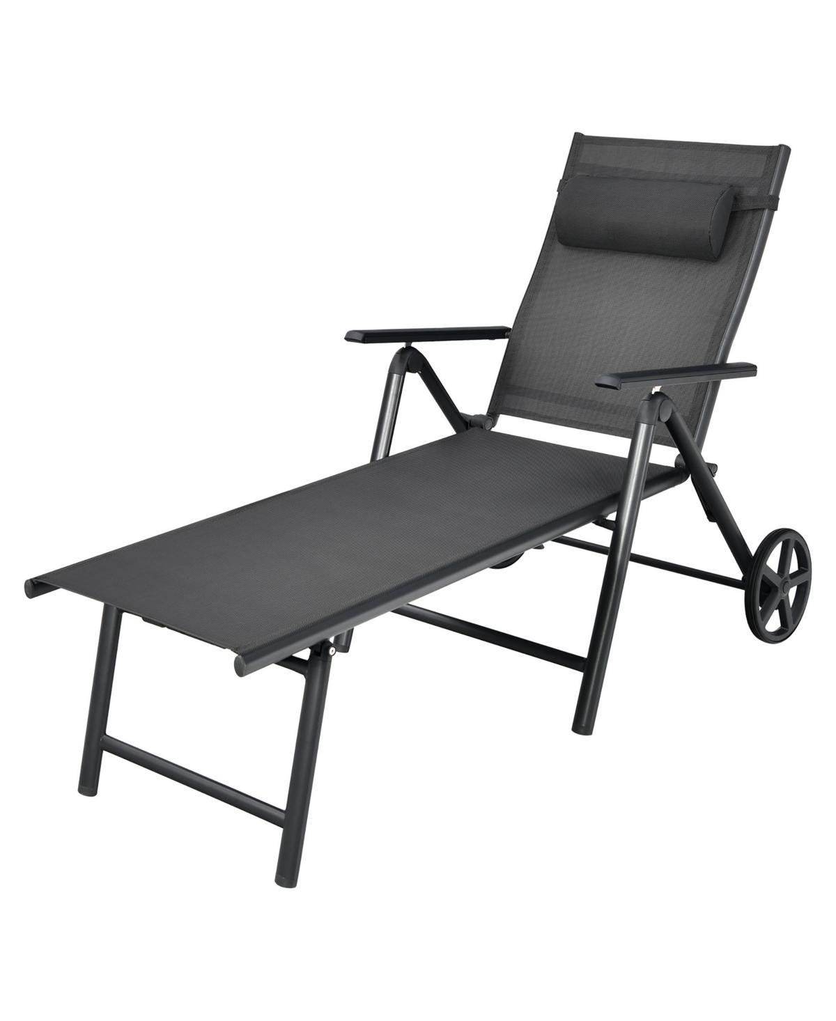 Click here for Costway Patio Lounge Chair W/ Wheels Neck Pillow A... prices