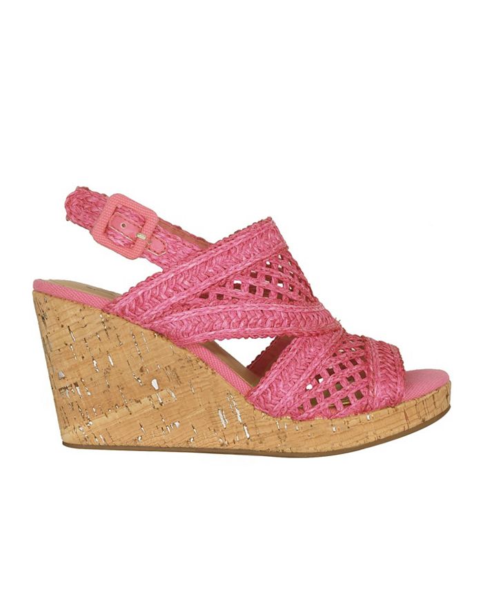 Impo Women's Teangi Raffia Slingback Platform Wedge Sandals - Macy's
