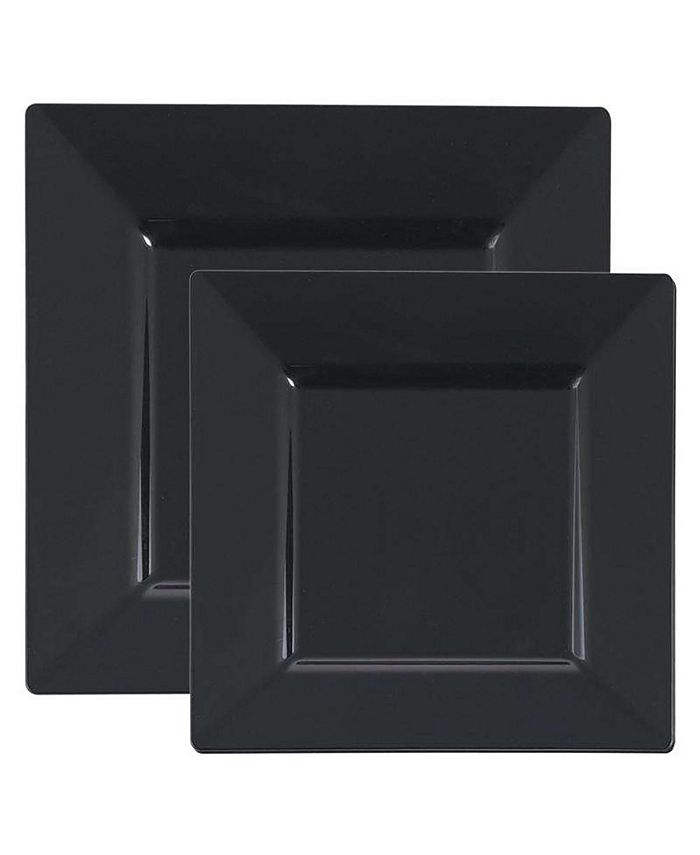 Smarty Had A Party Black Square Plastic Plates Dinnerware Value Set ...