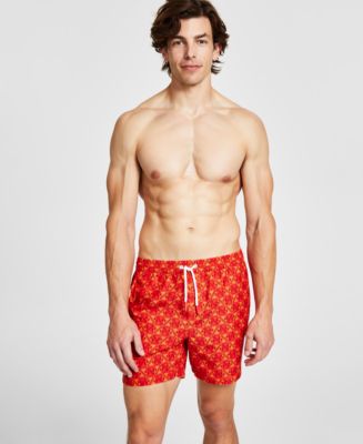 GUESS Men's Eco Geo Print Drawstring Swim Trunks - Macy's