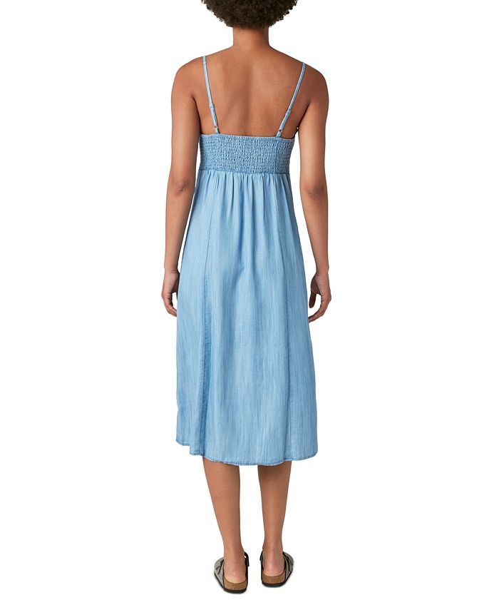 Lucky Brand Women's Denim Smocked-Back Midi Dress - Macy's