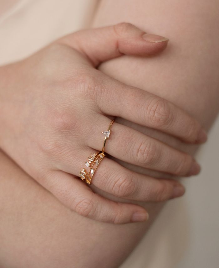 ETTIKA Love Story 18K Gold Plated Cubic Zirconia Ring Set of 3 - Macy's